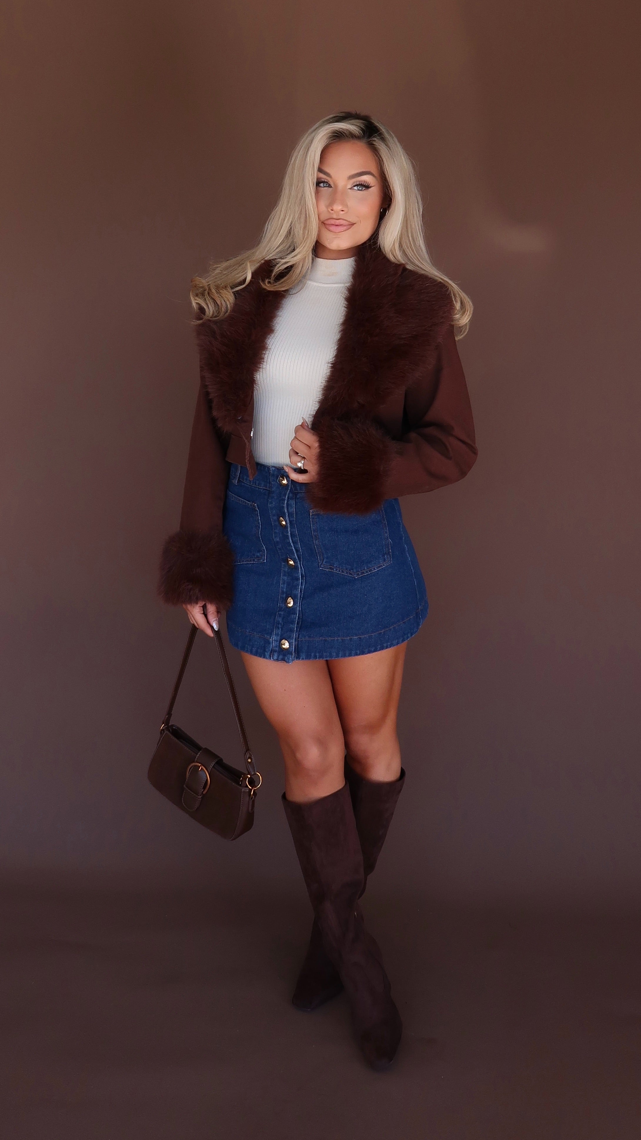 TOASTED MAPLE REMOVABLE FUR TRIM JACKET – THIRTYWAY